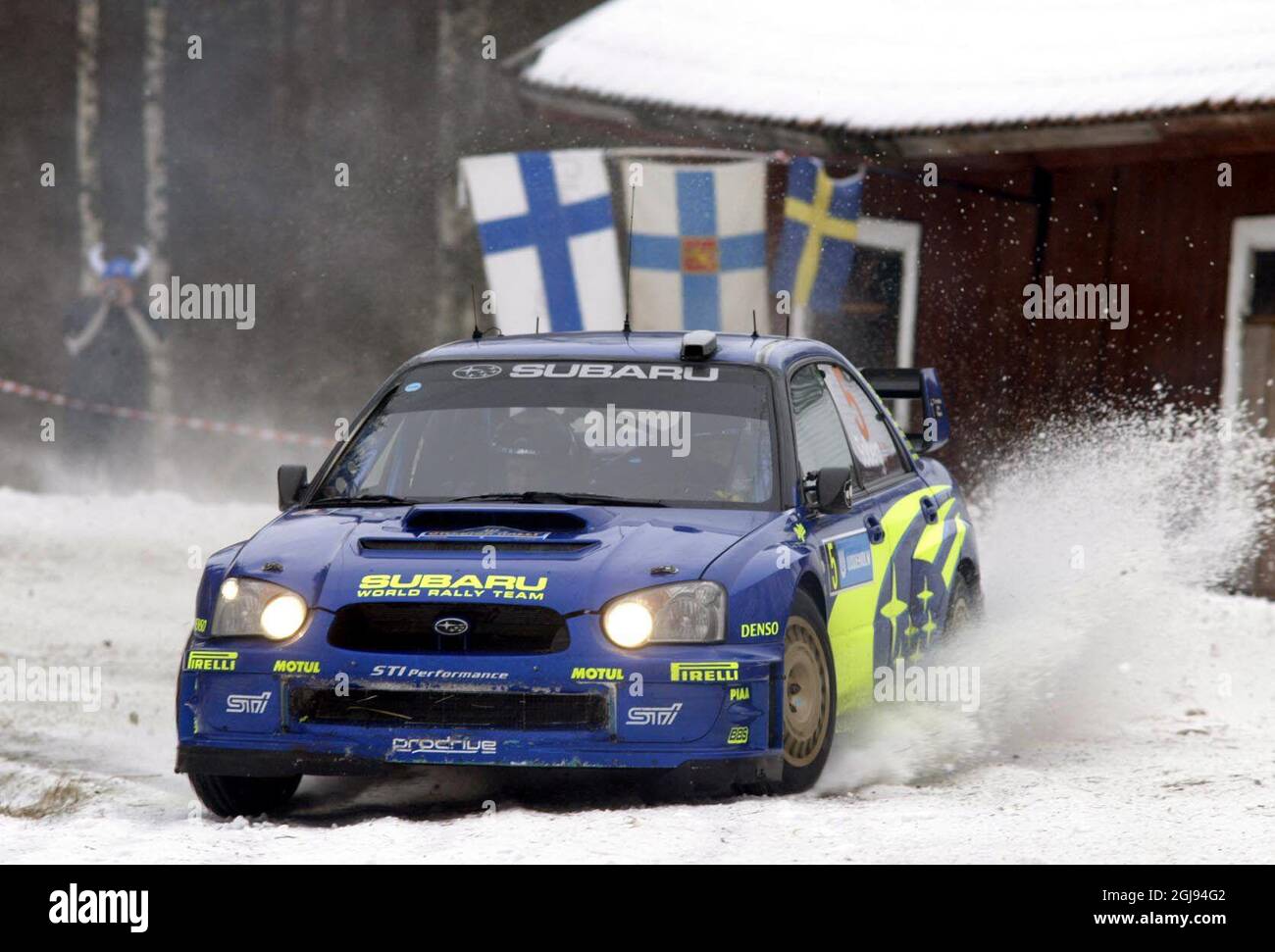 Norwegian Subaru WRC pilot Petter Solberg between the stages during the ...