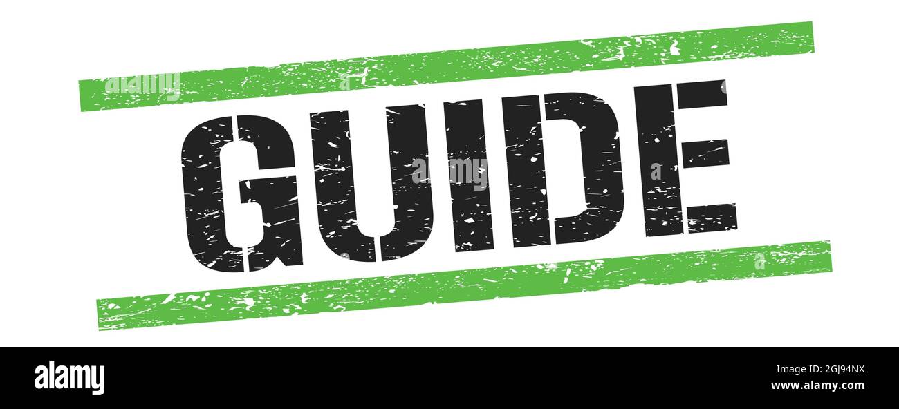 GUIDE text on black green grungy lines stamp sign Stock Photo - Alamy