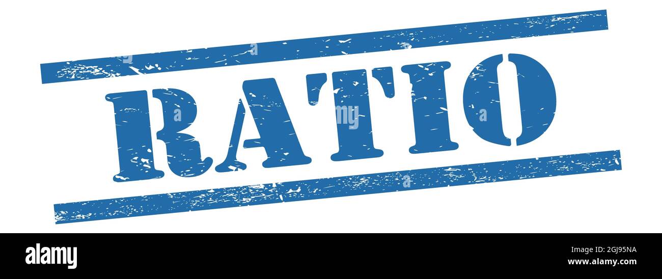 RATIO text on blue grungy vintage rubber stamp Stock Photo - Alamy