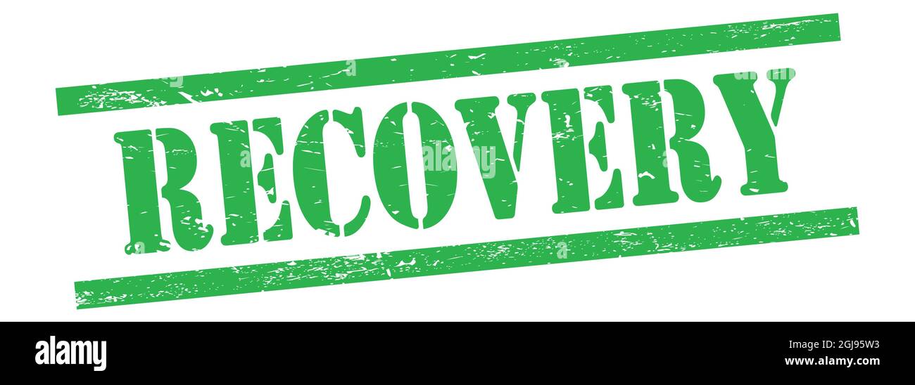 RECOVERY text on green grungy vintage rubber stamp Stock Photo - Alamy