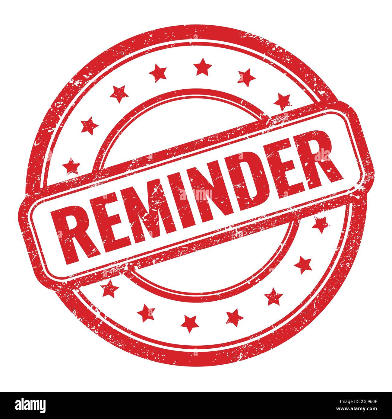 REMINDER text on red grungy vintage round rubber stamp Stock Photo - Alamy