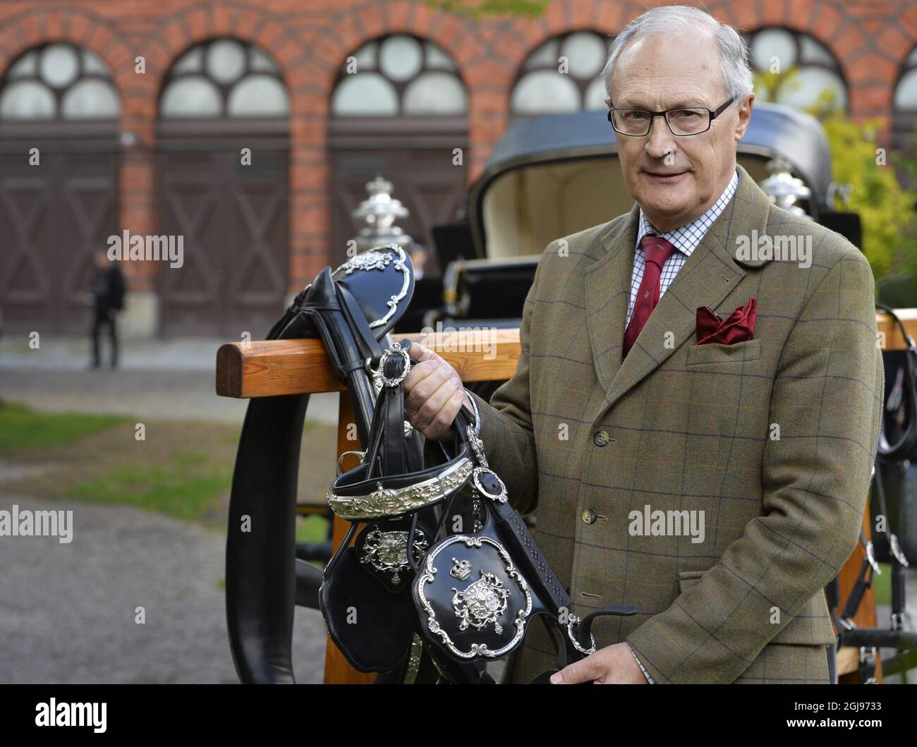 STOCKHOLM 20150520 Crown Equerry, Mr Mertil Melin, shows the chariot ...