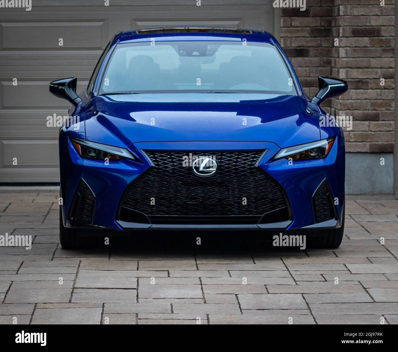GRIMSBY, CANADA - Aug 21, 2021: A stellar shiny dark blue parked Lexus ...