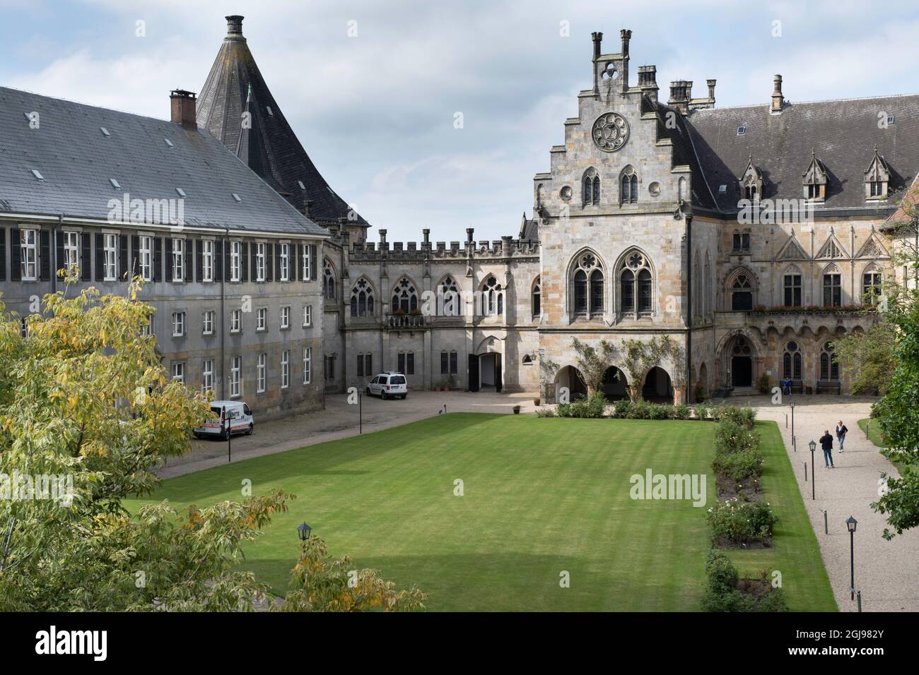 Courtyard of the medieval Bentheim hill castle in Bentheim in Lower ...