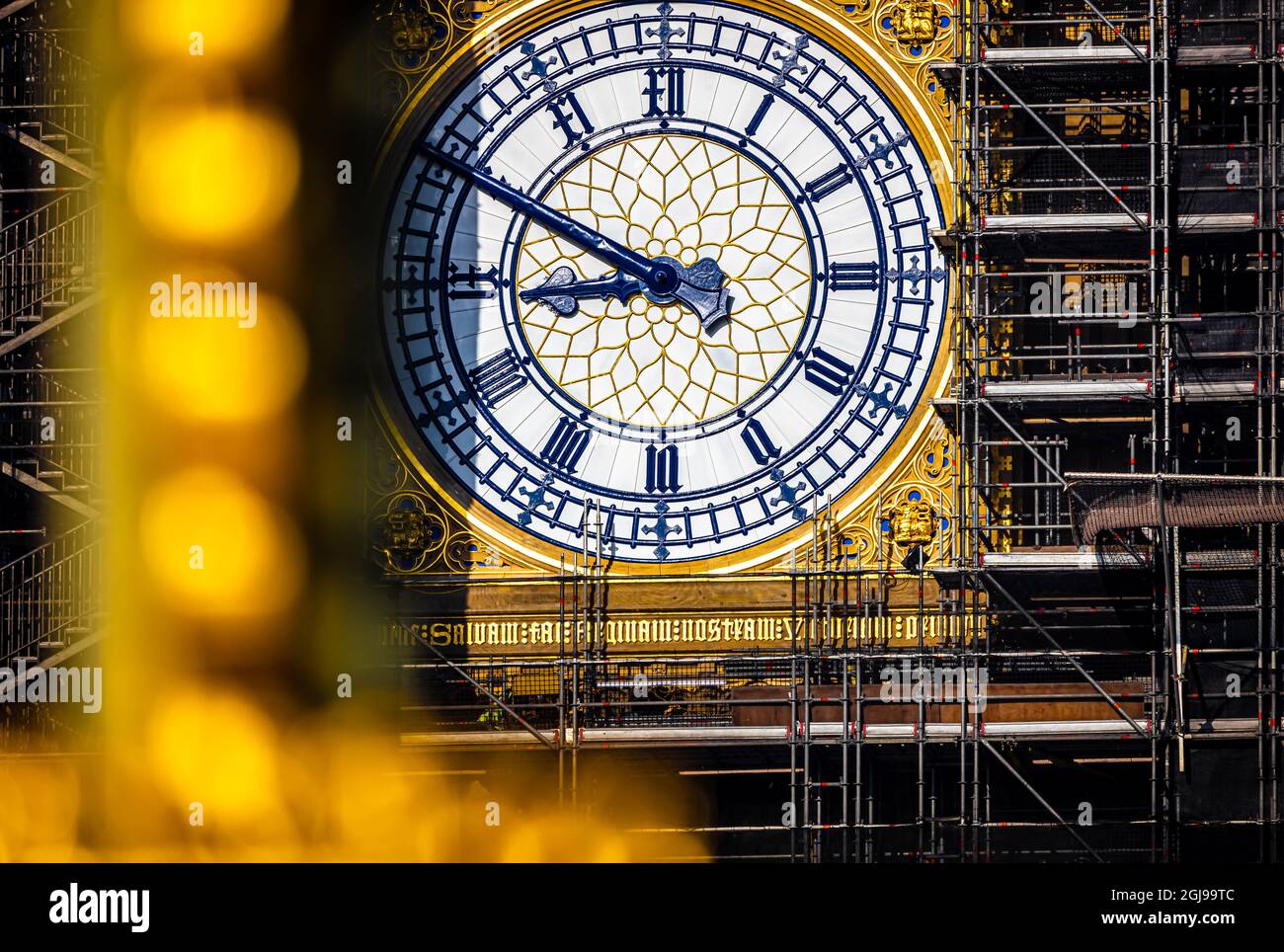 The Big Ben clock tower restored with dials and clock hands repainted ...