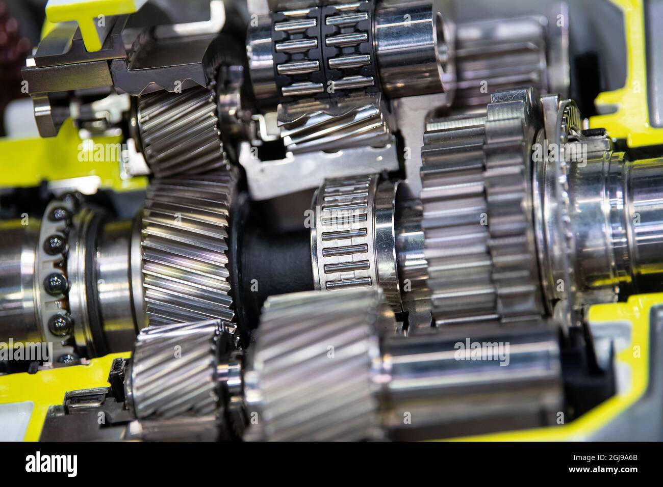 Munich, Germany. 09th Sep, 2021. An axle with coupling is on display at ...