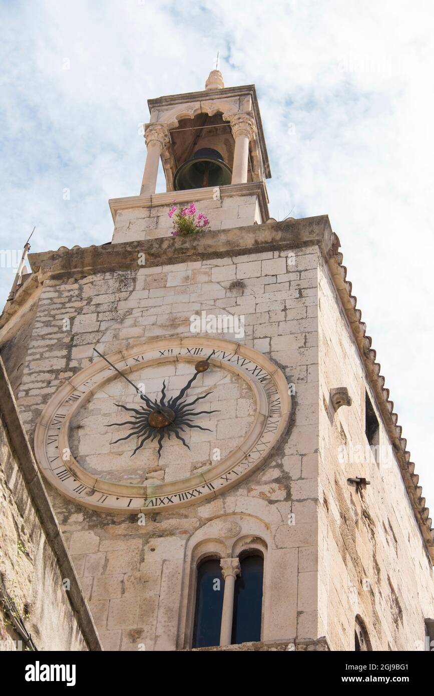 Croatia, Split. Church of Our Lady Bell Tower next to Iron Gate ...