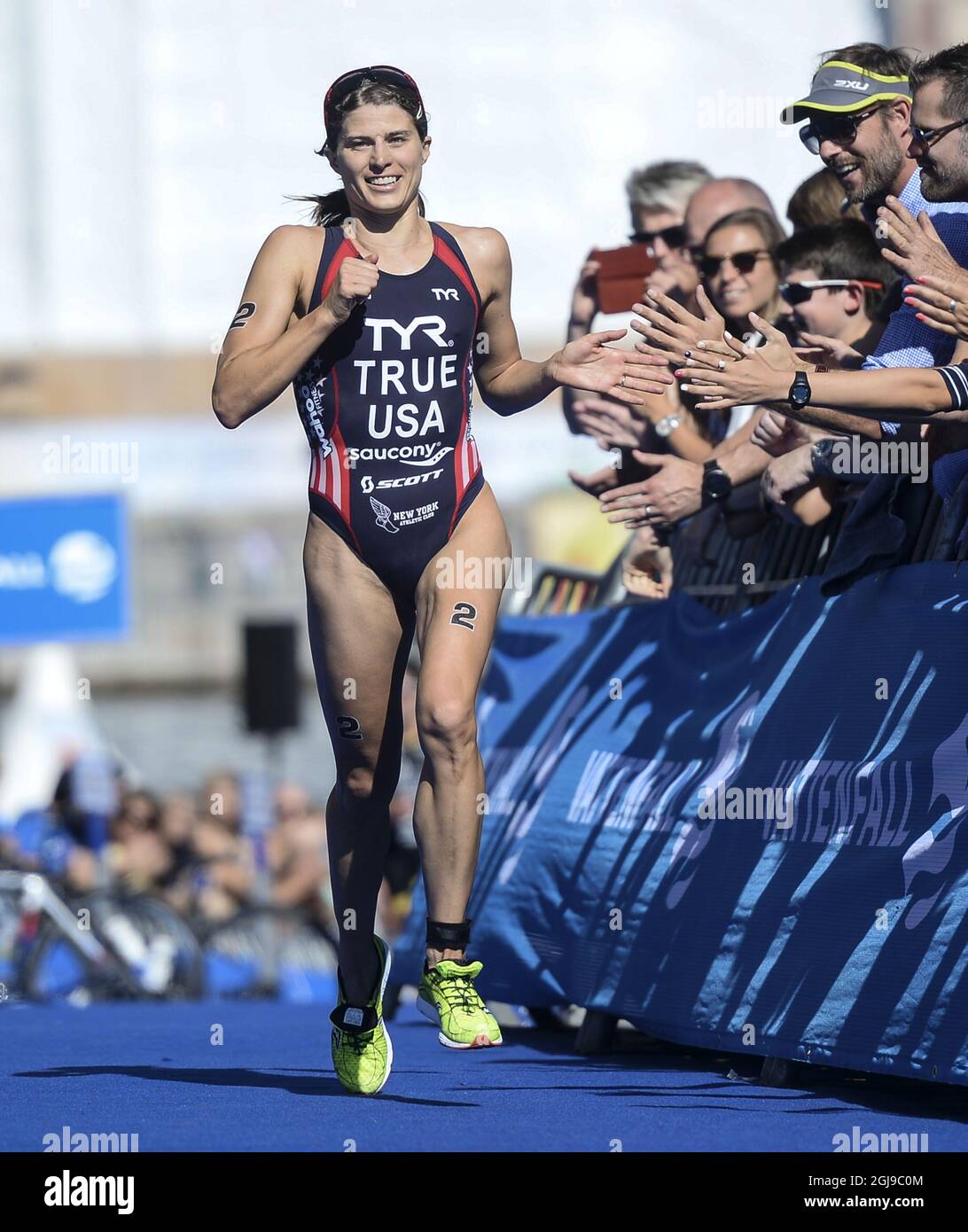 STOCKHOLM 2015-08-22 US Sarah True on her way to win the women's ...