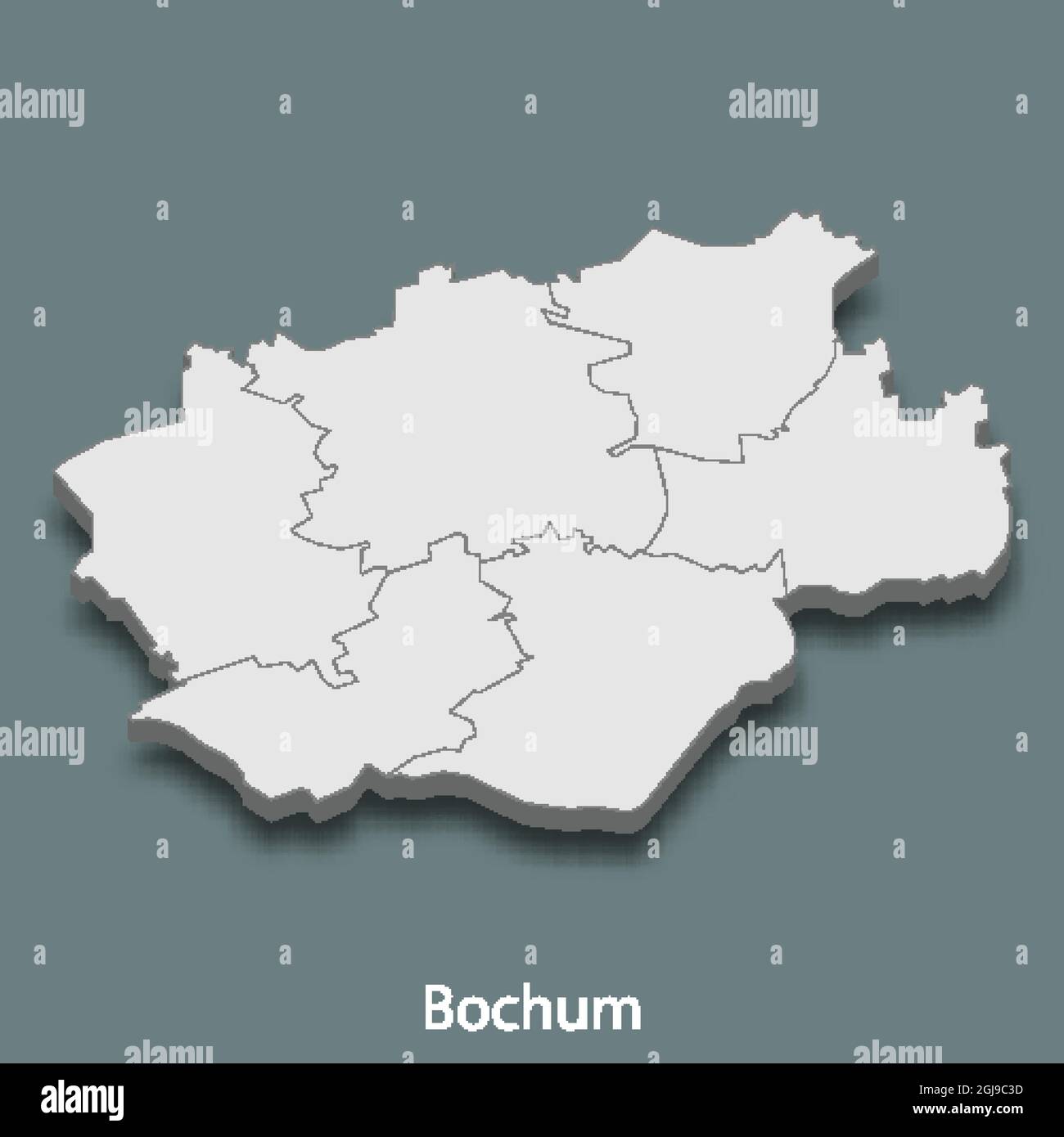 3d isometric map of Bochum is a city of Germany, vector illustration ...