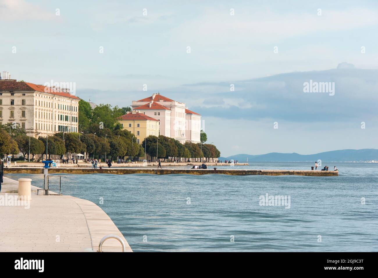 Croatia, Zadar. Waterfront promenade that includes Sea Organ and ...