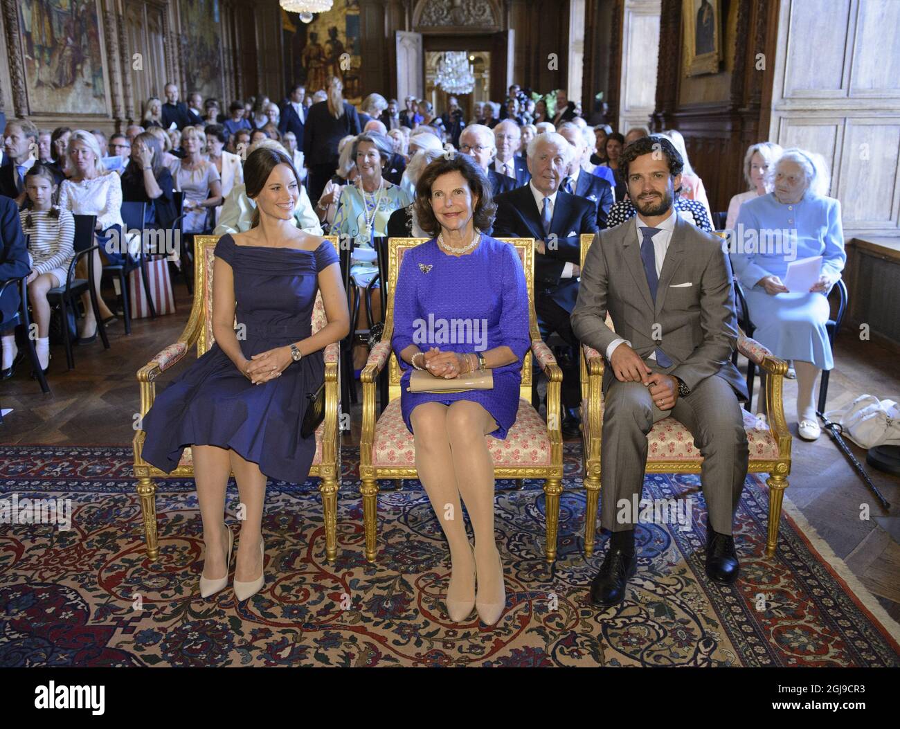 STOCKHOLM 20150828 Princess Sofia, Prince Carl Philip and Queen Silva ...