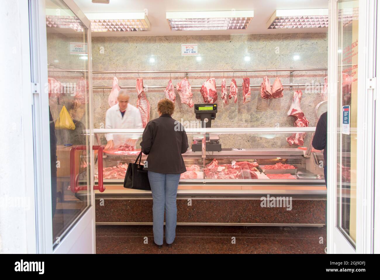 Europe, Croatia, Zadar. Butcher shop in Old City Stock Photo - Alamy