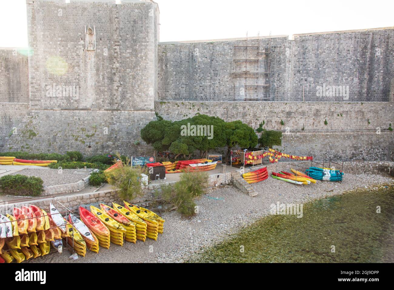 Europe, Croatia, Dubrovnik. Kayak concession just outside Pile Gate ...