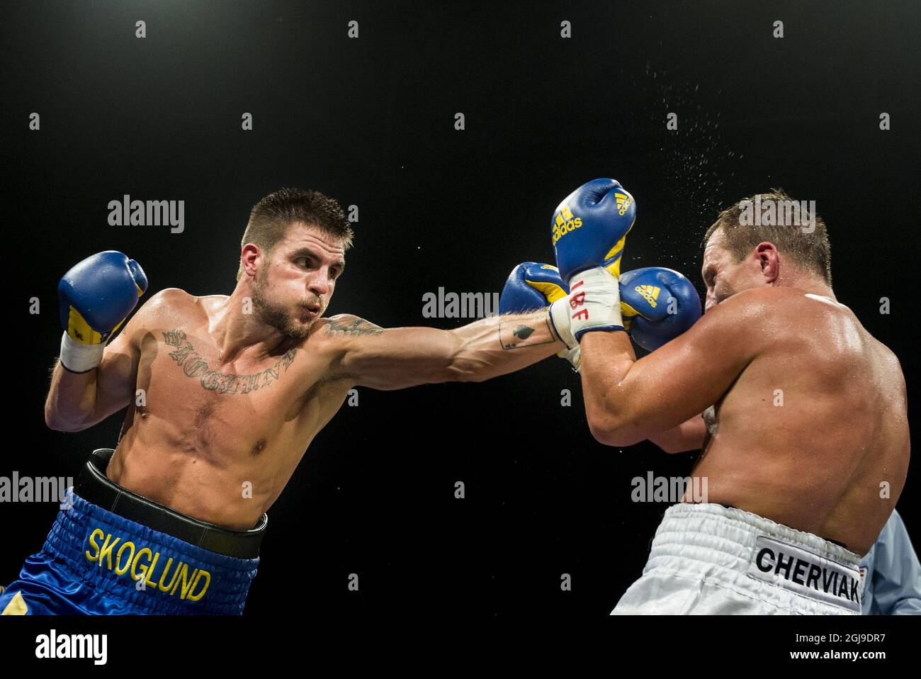 NYKOPING 2015-09-19 Sweden's Erik Skoglund (blue) defeated Ukrainian ...