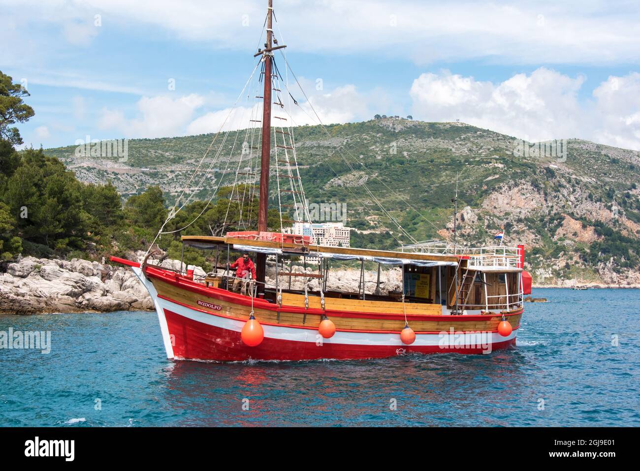 Europe, Croatia, tour boat from Dubrovnik, arrives Lokrum Island Stock ...