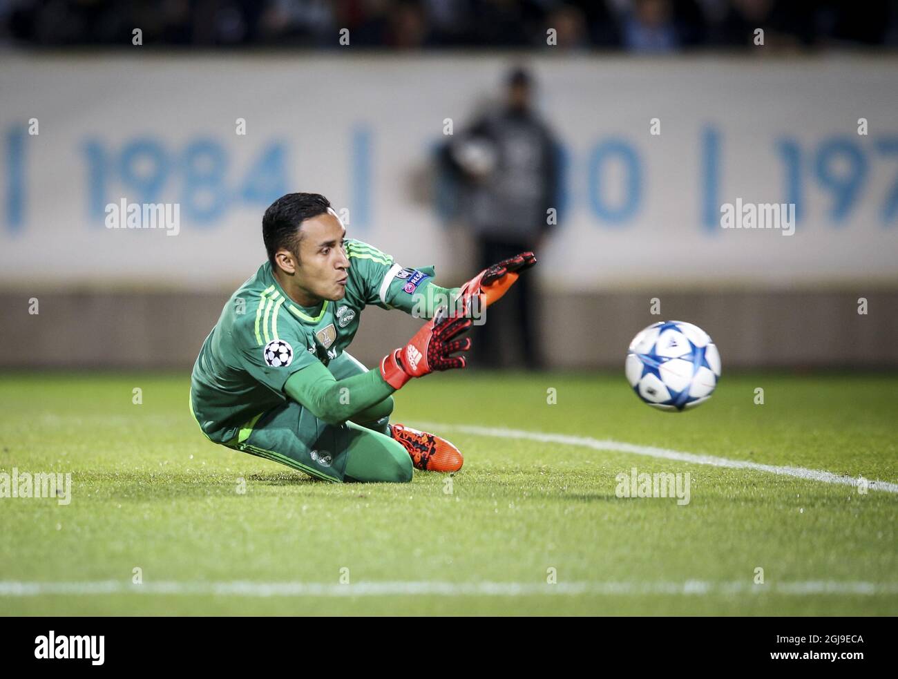 Real Madrid's goal keeper Keylor Navas makes a save during the UEFA ...