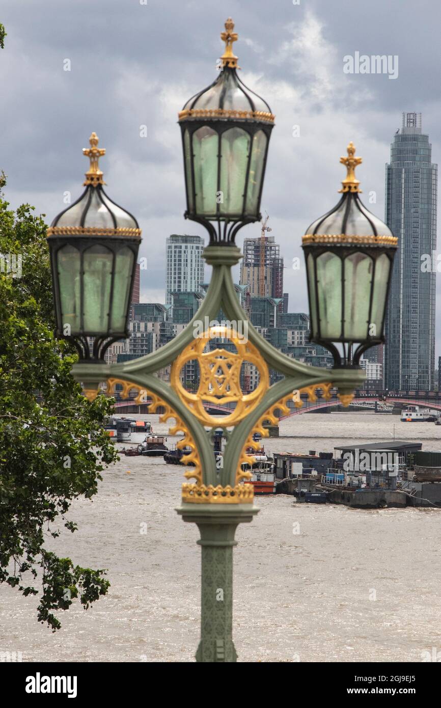 This is an example of historical design street lights in London Stock ...