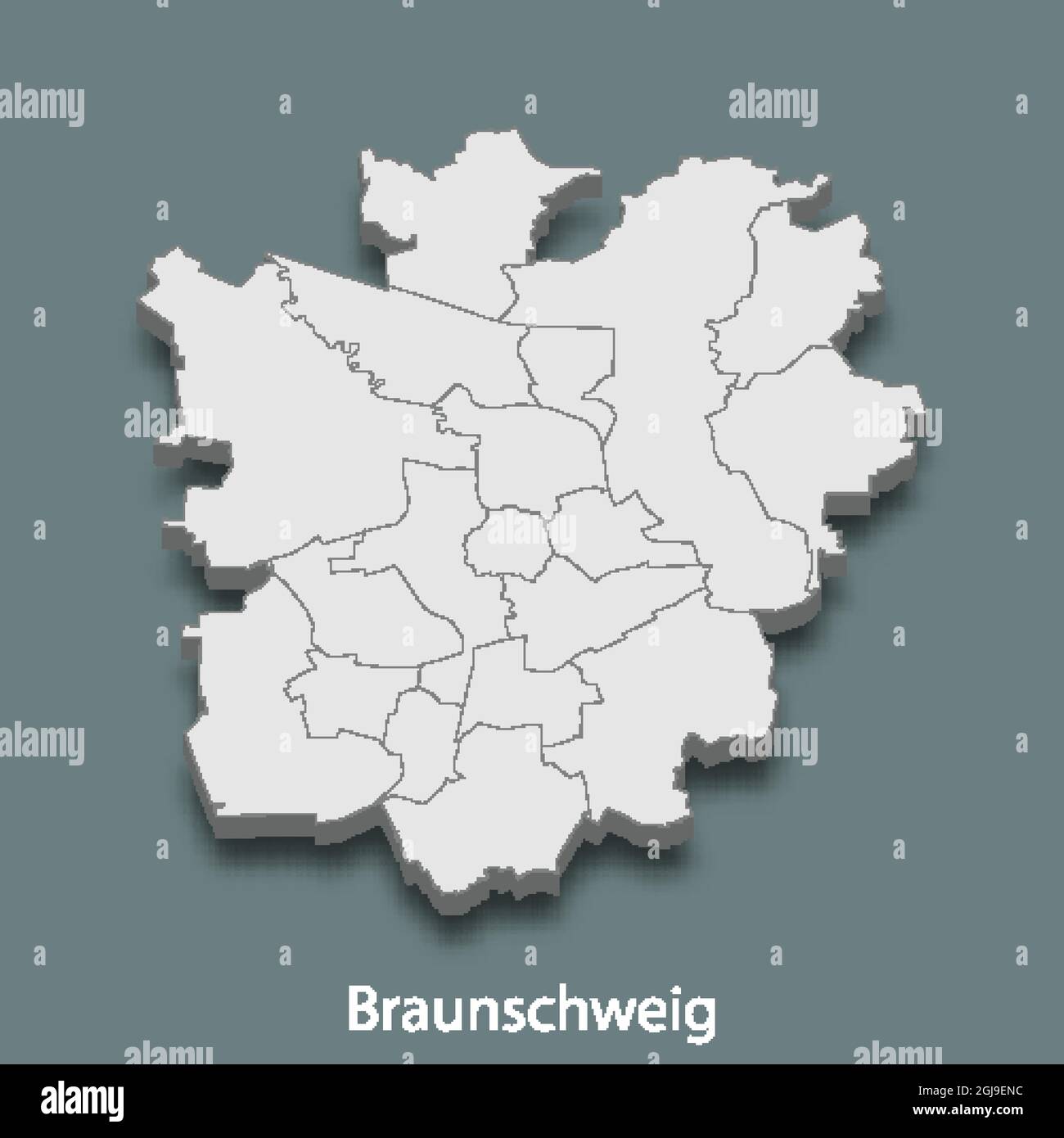 3d isometric map of Braunschweig is a city of Germany, vector ...