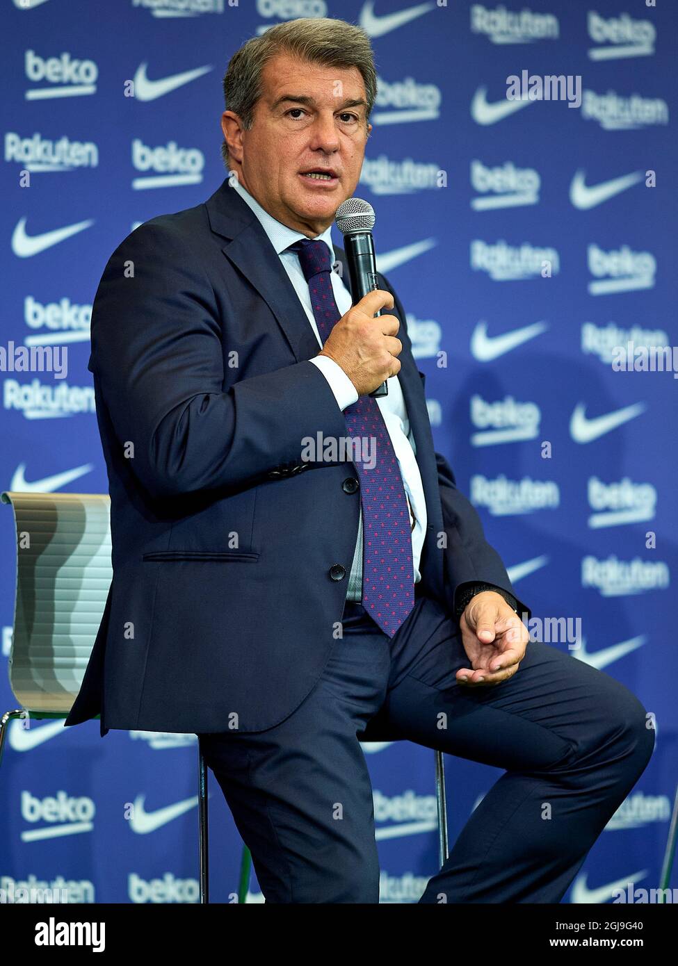 Joan Laporta during during New signing Luuk De Jong unveiling as FC ...