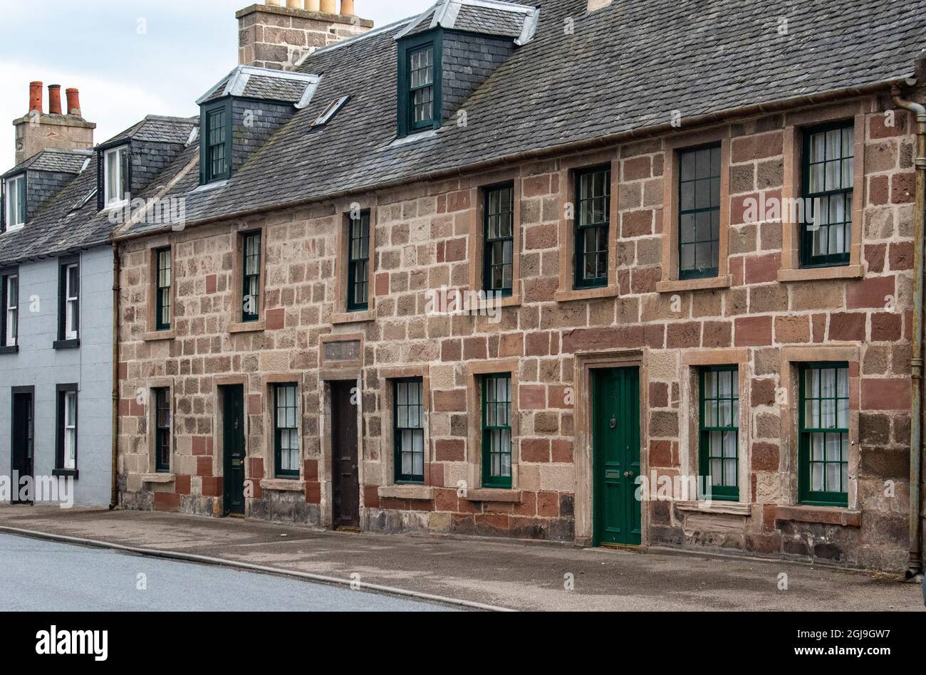 Row houses on High Street, Ardersier, Scottish Highlands Stock Photo ...