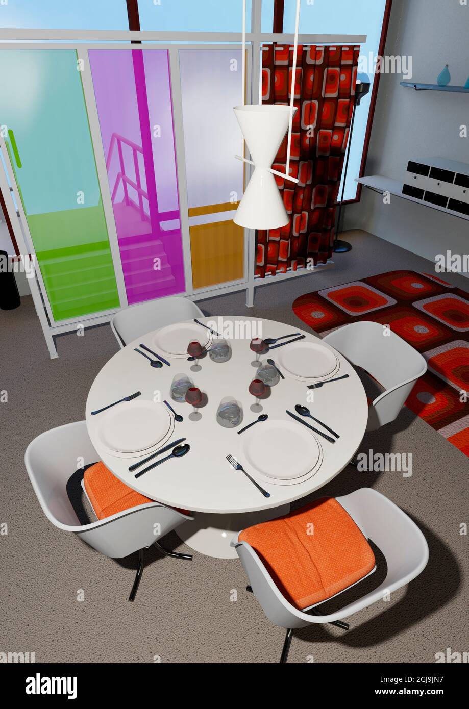 3D rendering of a vintage apartment interior Stock Photo - Alamy