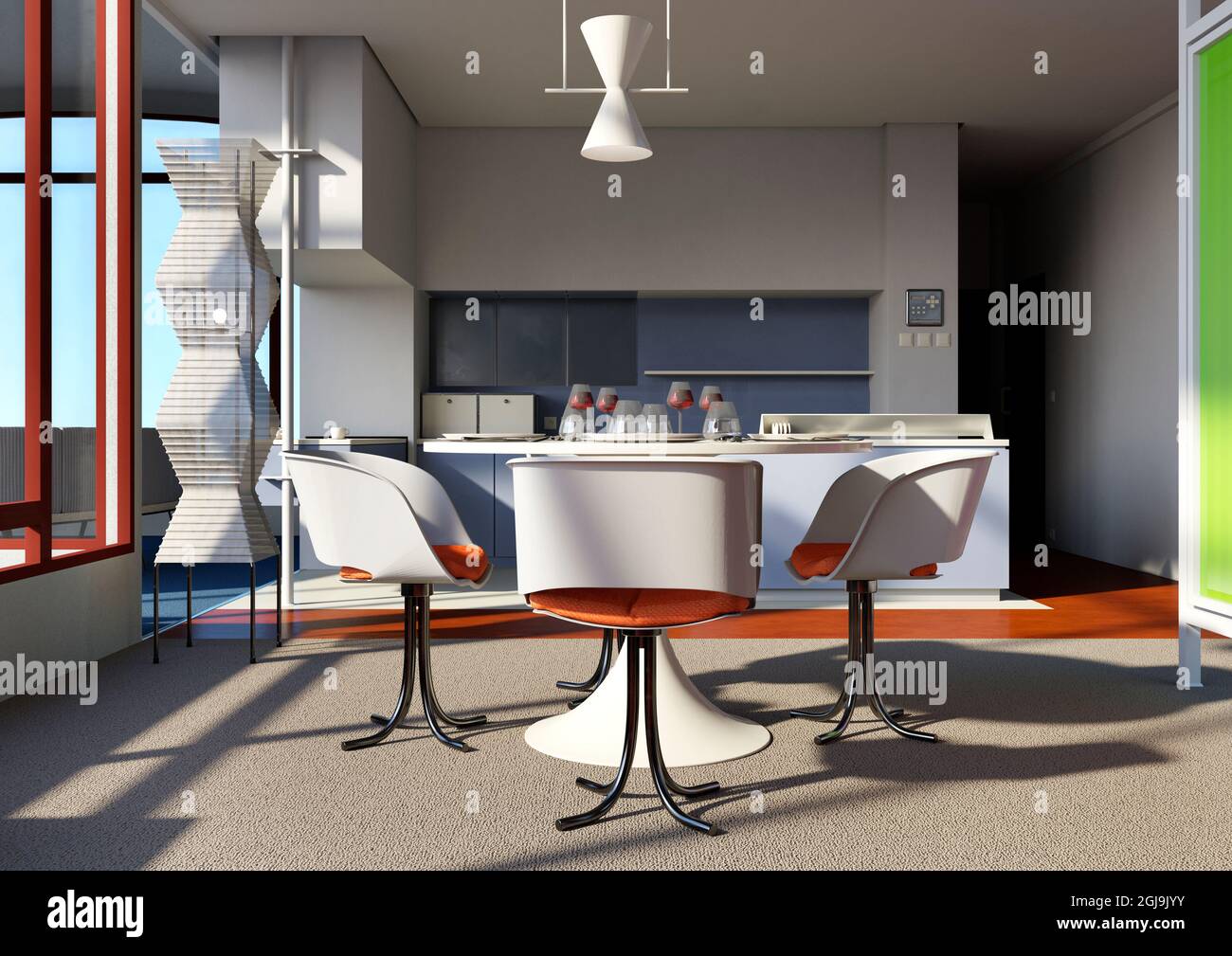 3D rendering of a vintage apartment interior Stock Photo - Alamy