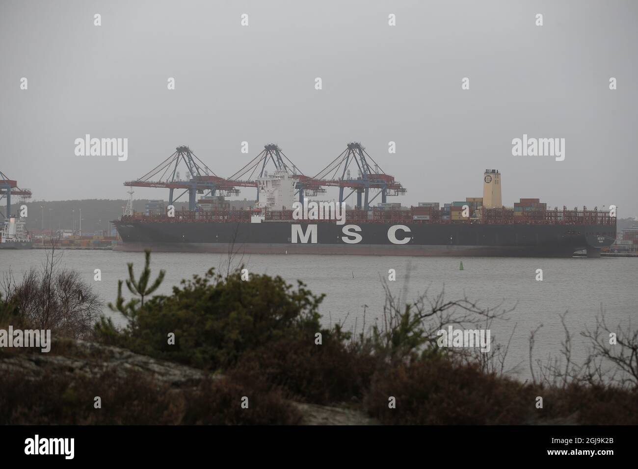 GOTHENBURG 2015-12-22 The container ship MSC Maya is seen in the harbor ...