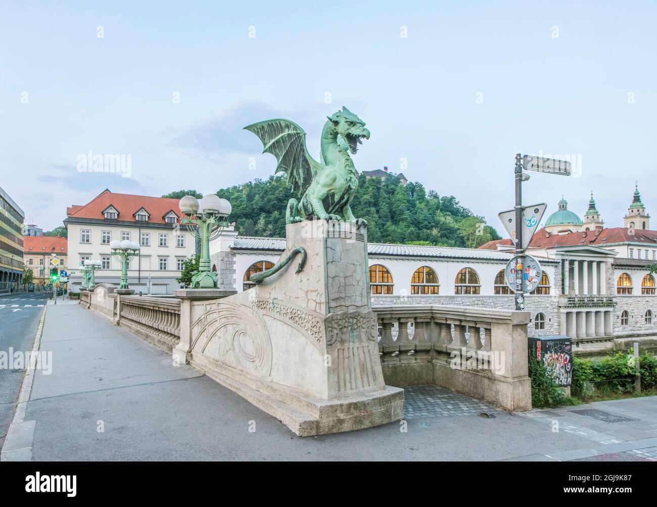 Slovenia, Ljubljana, Dragon Bridge at dawn Stock Photo - Alamy