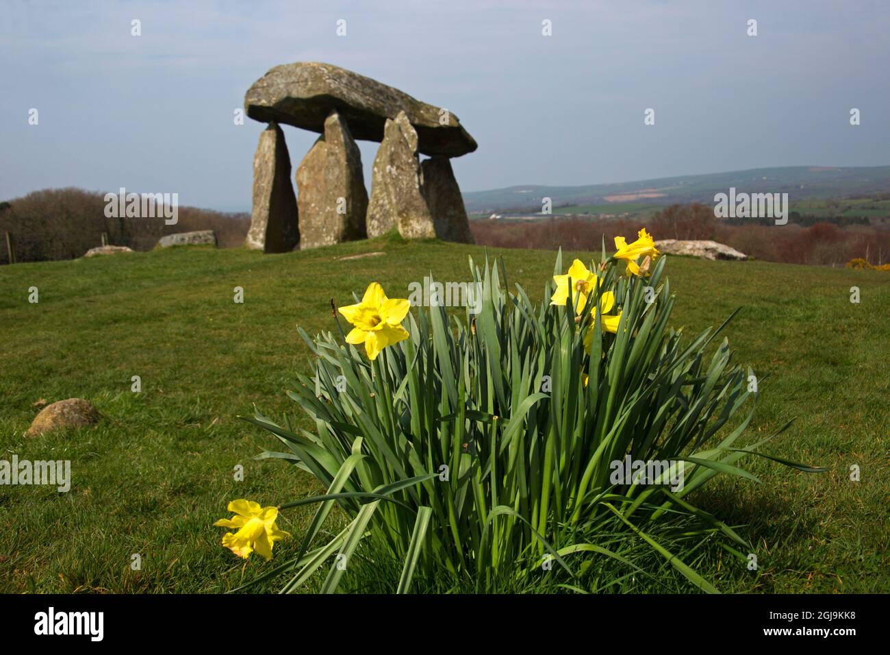 UK, Wales, Newport. Pentre Ifan Cromlech, a well, preserved ancient ...