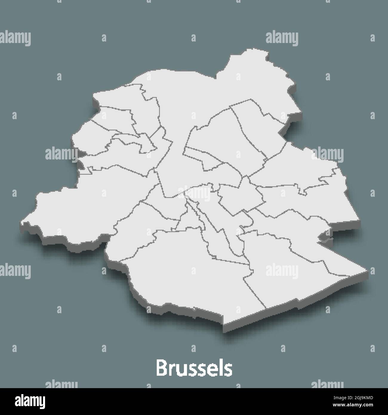 3d isometric map of Brussels is a city of Belgium , vector illustration ...