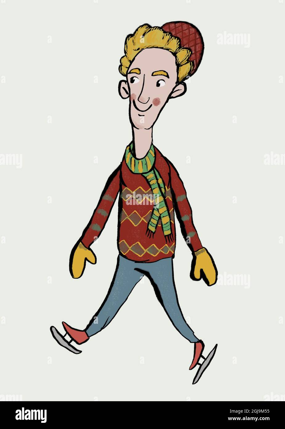 ice skating man illustration Stock Photo - Alamy