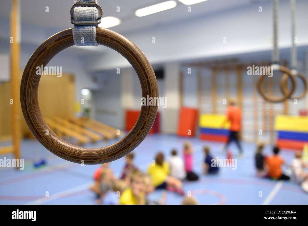 STOCKHOLM 2015-11-25 School gymnastics,The rings, steady rings,still ...