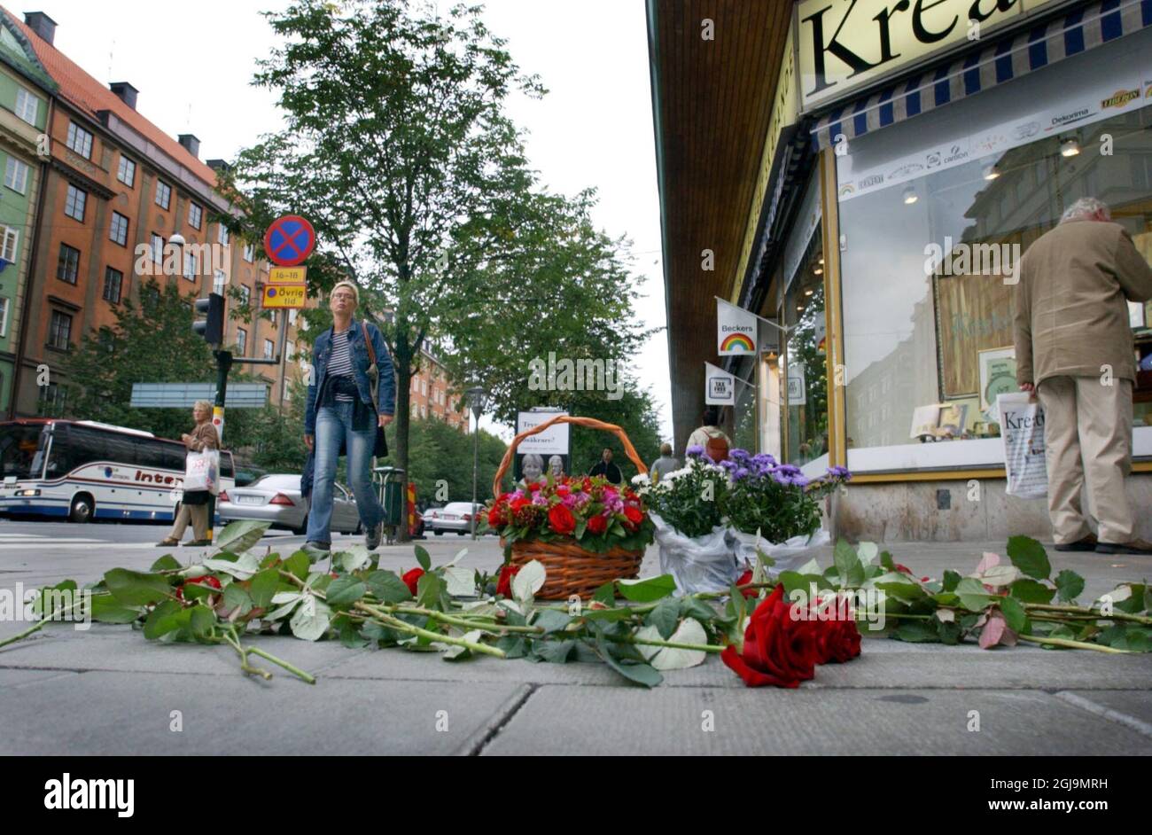 STOCKHOLM 20030911 Flower at the place were Prime Minister Olof Palme ...