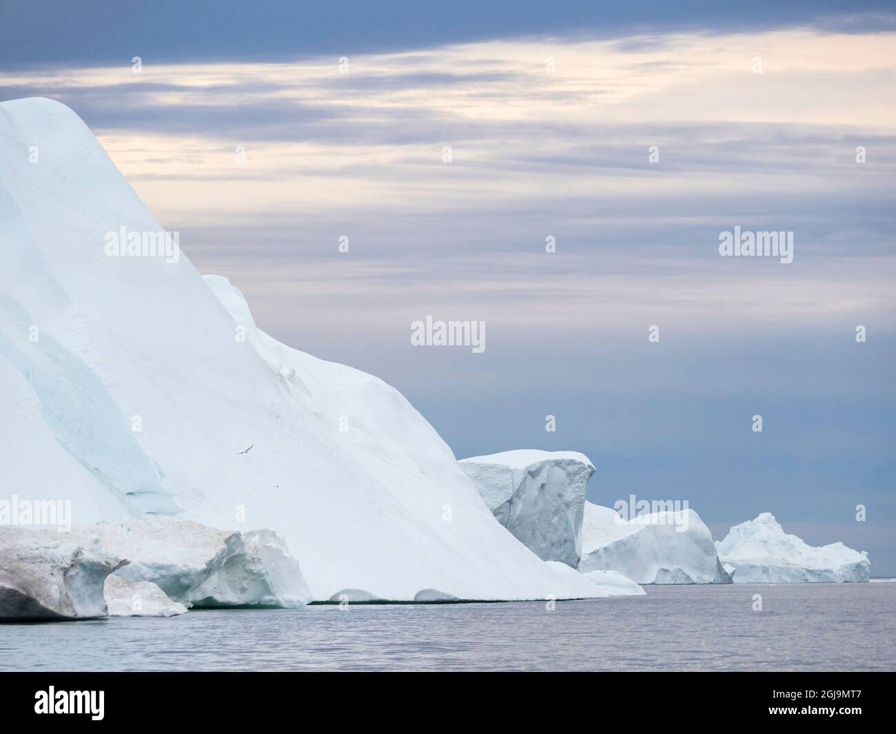 Ilulissat Icefjord at Disko Bay. The Icefjord is listed as UNESCO World ...