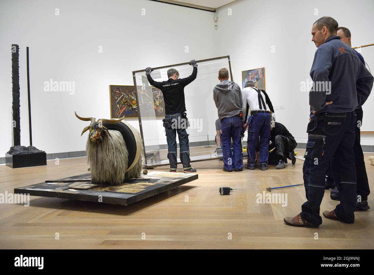 STOCKHOLM 2016-03-07 Conservators are seen performing an examination ...