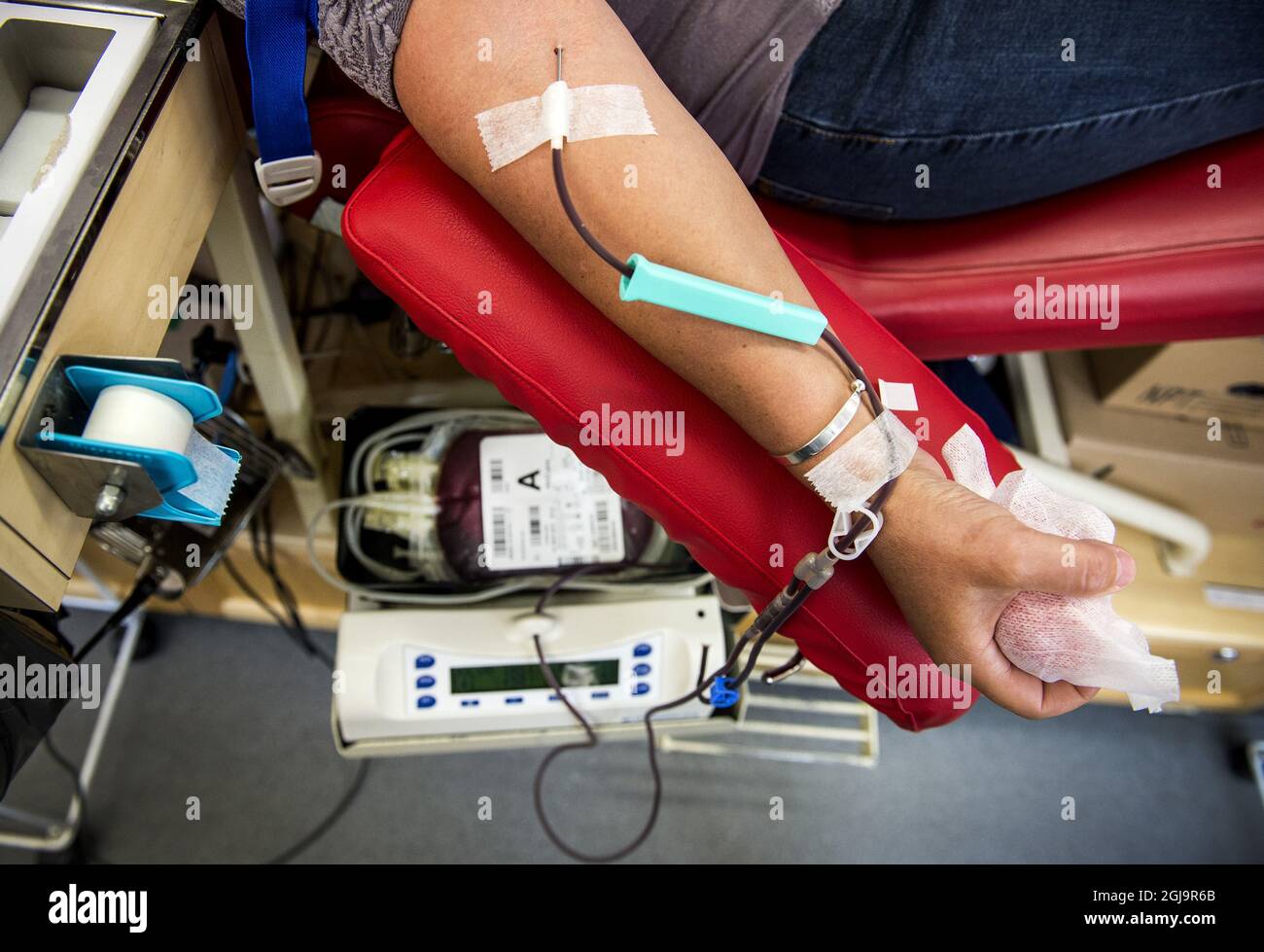 STOCKHOLM 20160331 Blood donations in a mobile lab, called the Blood ...