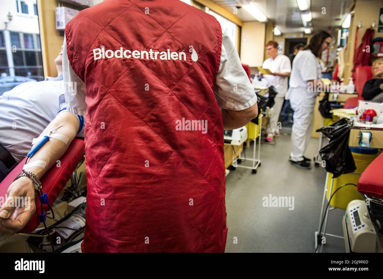 STOCKHOLM 20160331 Blood donations in a mobile lab, called the Blood ...