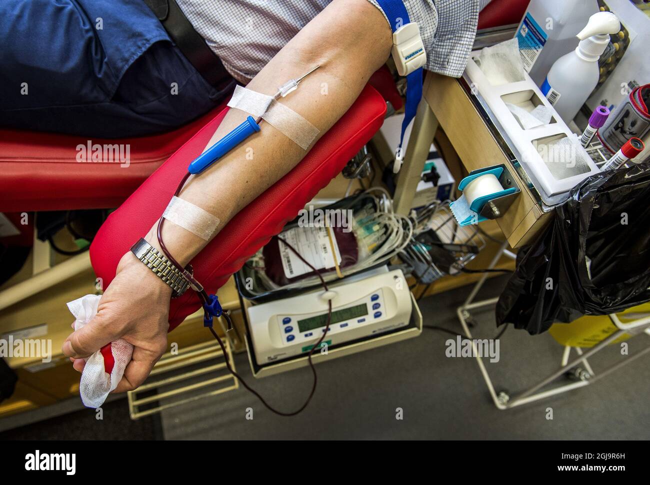 STOCKHOLM 20160331 Blood donations in a mobile lab, called the Blood ...