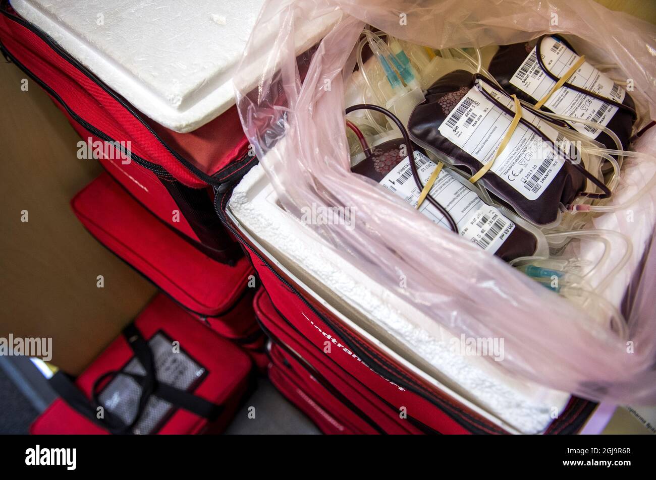 STOCKHOLM 20160331 Blood donations in a mobile lab, called the Blood ...