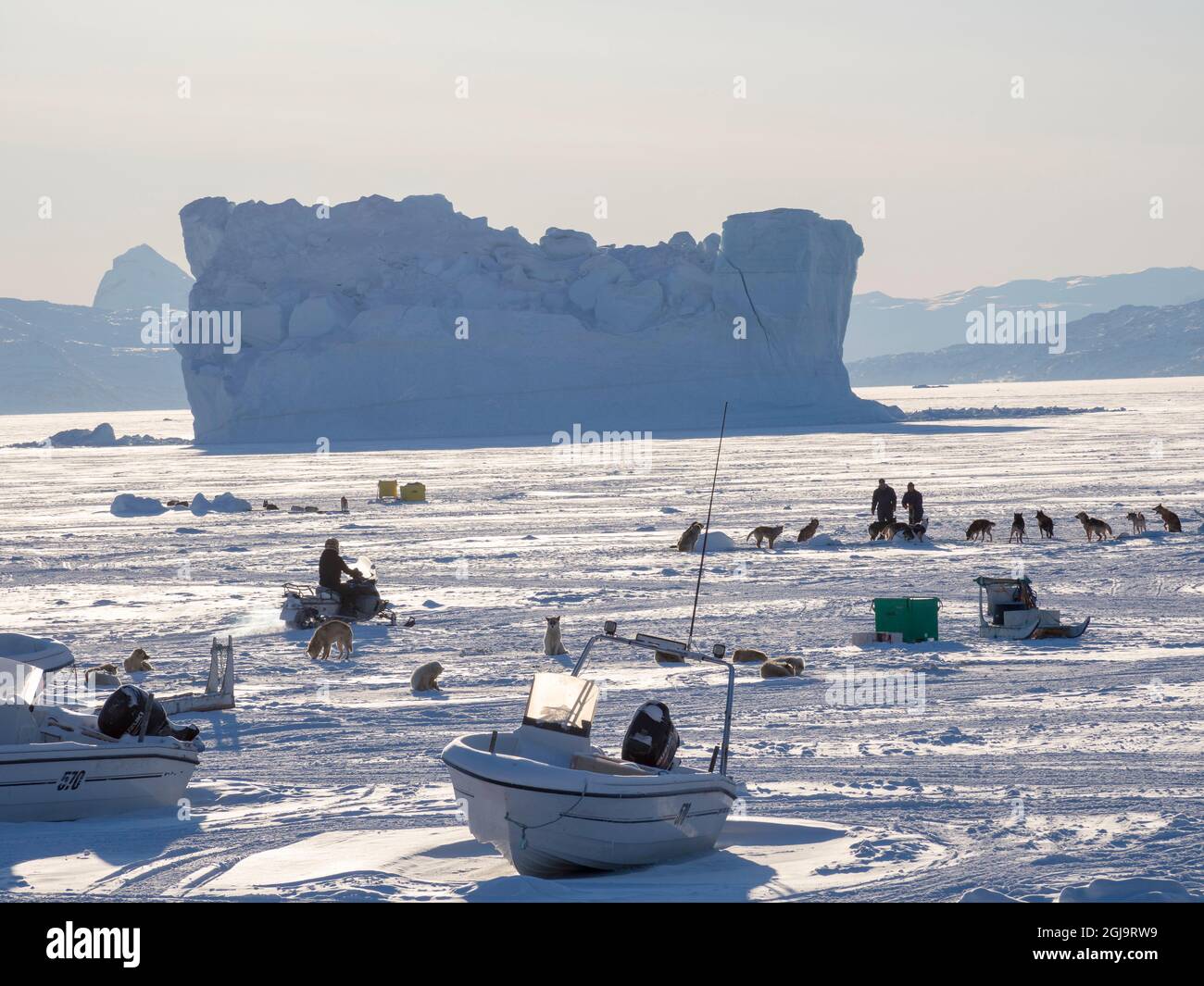Town Uummannaq during winter in northern Greenland. View over the ...