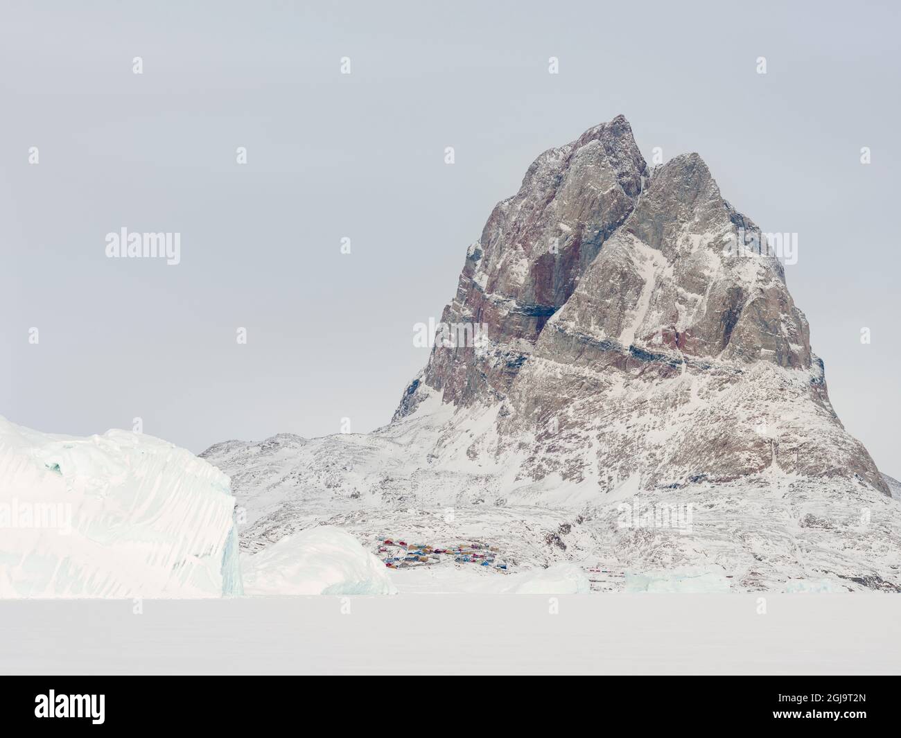 Town Uummannaq during winter in northern Greenland, seen from the ...