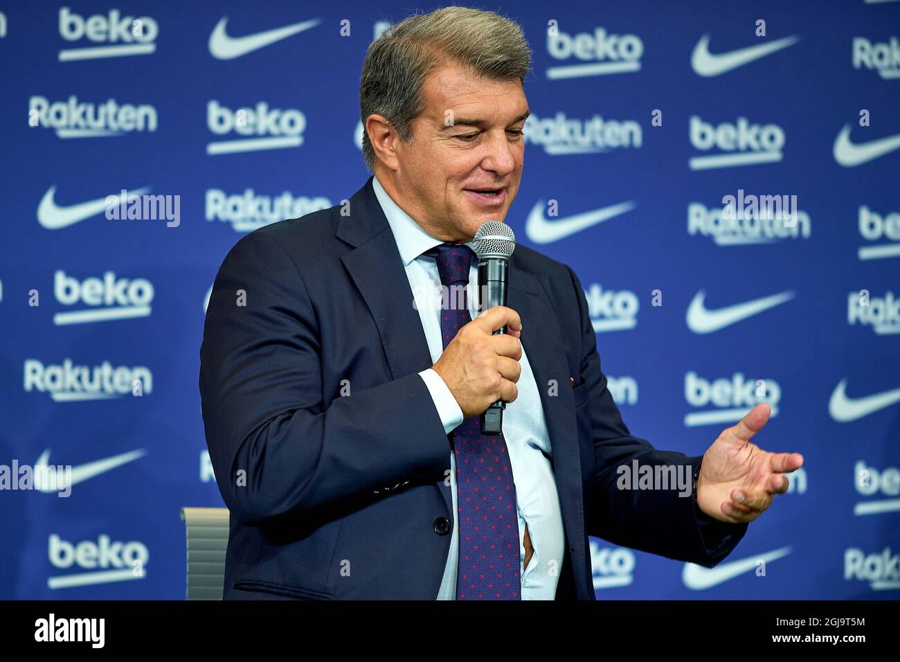 Joan Laporta during during New signing Luuk De Jong unveiling as FC ...