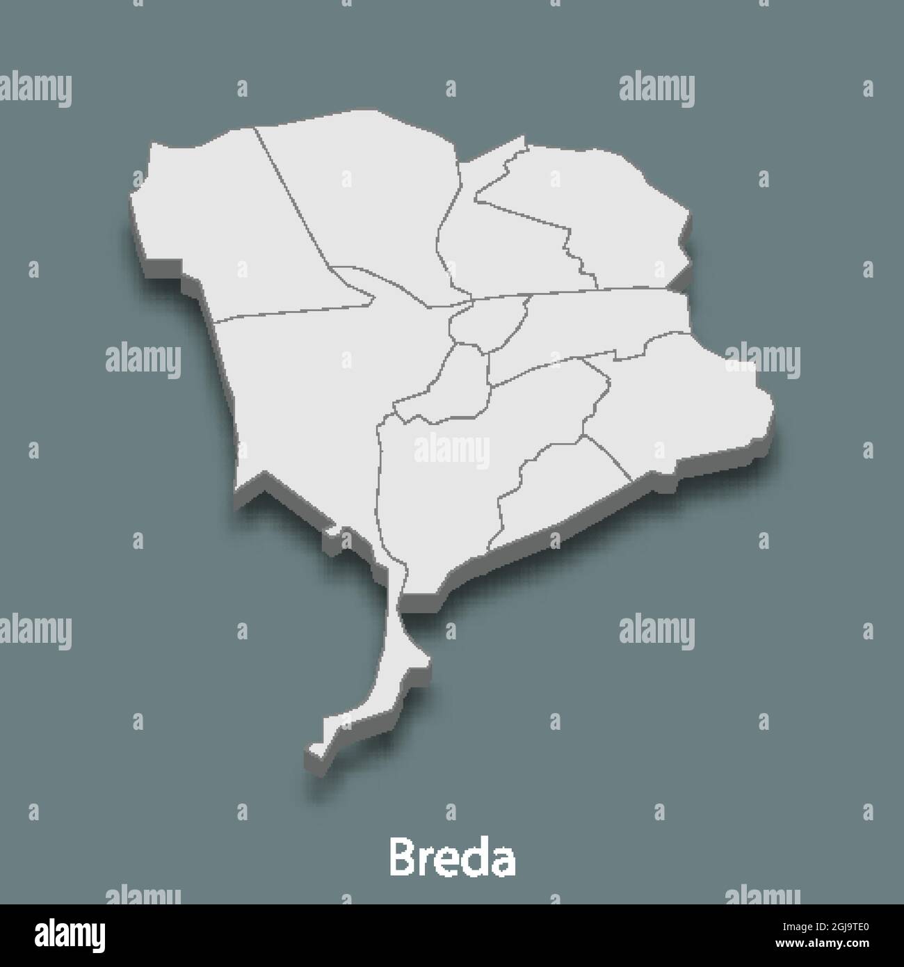 3d isometric map of Breda is a city of Netherlands, vector illustration ...