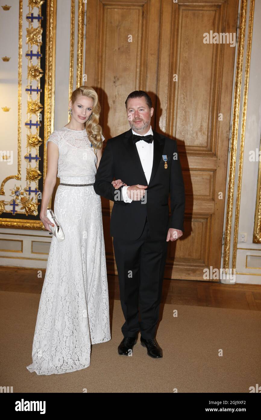 STOCKHOLM 2016-04-30 Gustaf Magnuson and wife Vicky Magnuson arriving ...