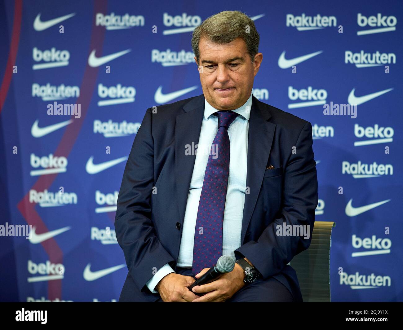 Joan Laporta during during New signing Luuk De Jong unveiling as FC ...