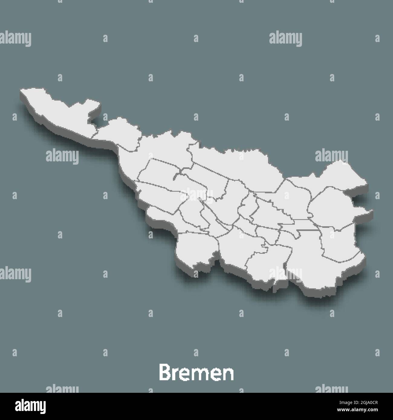 3d isometric map of Bremen is a city of Germany, vector illustration ...