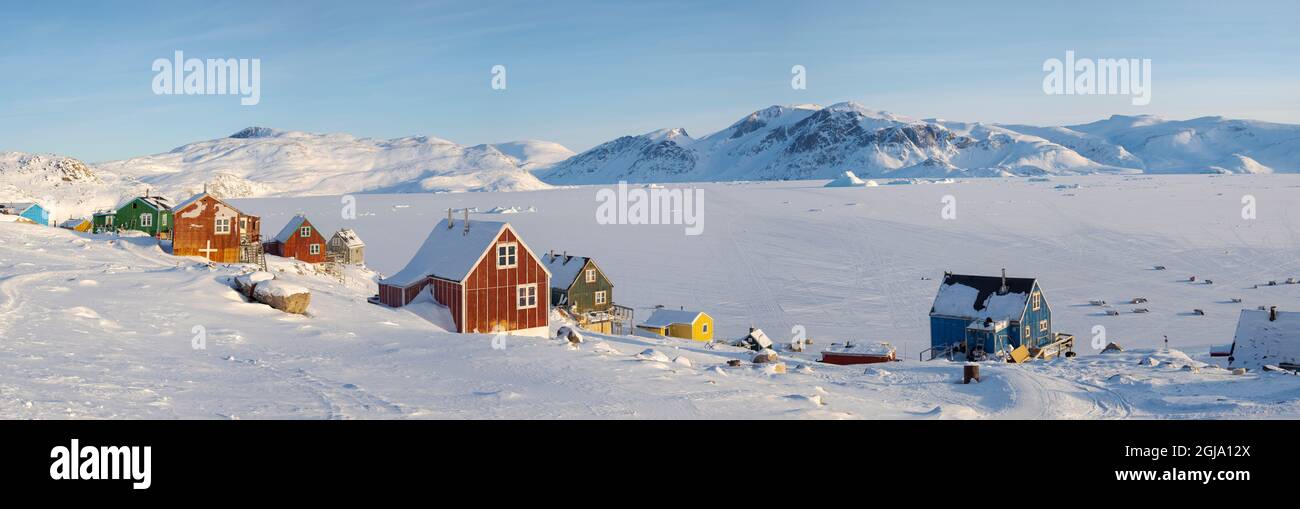 The traditional and remote Greenlandic Inuit village Kullorsuaq located ...