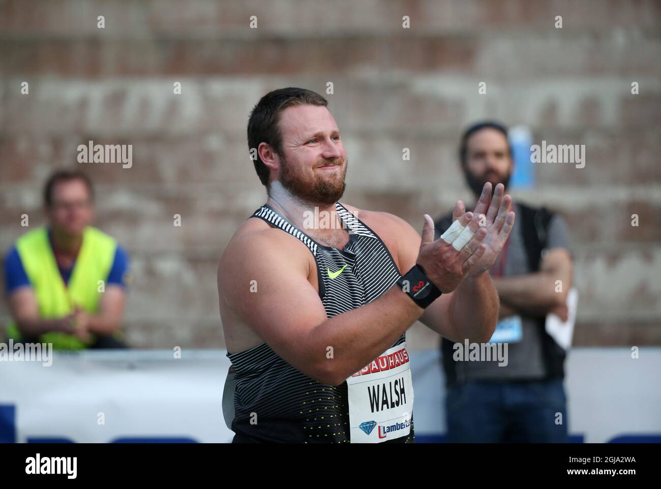 Tom Walsh of New Zeeland reacts when he wins the menÃ¢Â€Â™s shot put ...