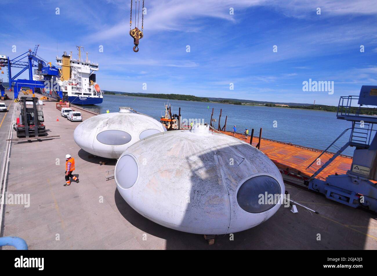 NORRKOPING 20160622 Two Futuro houses in the harbour in Norrkoping ...