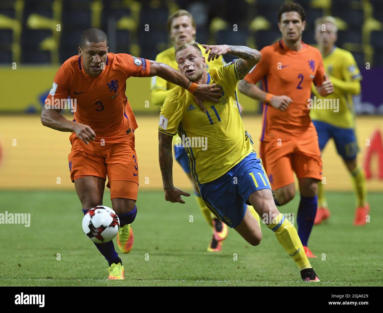 STOCKHOLM 2016-09-06 Netherlands Jeffrey Bruma and Sweden's John ...